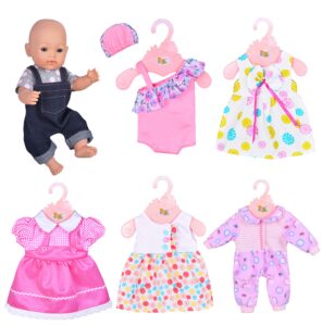 ebuddy 6 sets doll clothes outfits for 14 to 16 inch baby dolls, 15 inch baby dolls and 18 inch girl doll