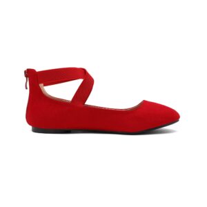 DREAM PAIRS Women's Sole_Stretchy Red Fashion Elastic Ankle Straps Flats Shoes Size 8.5 M US