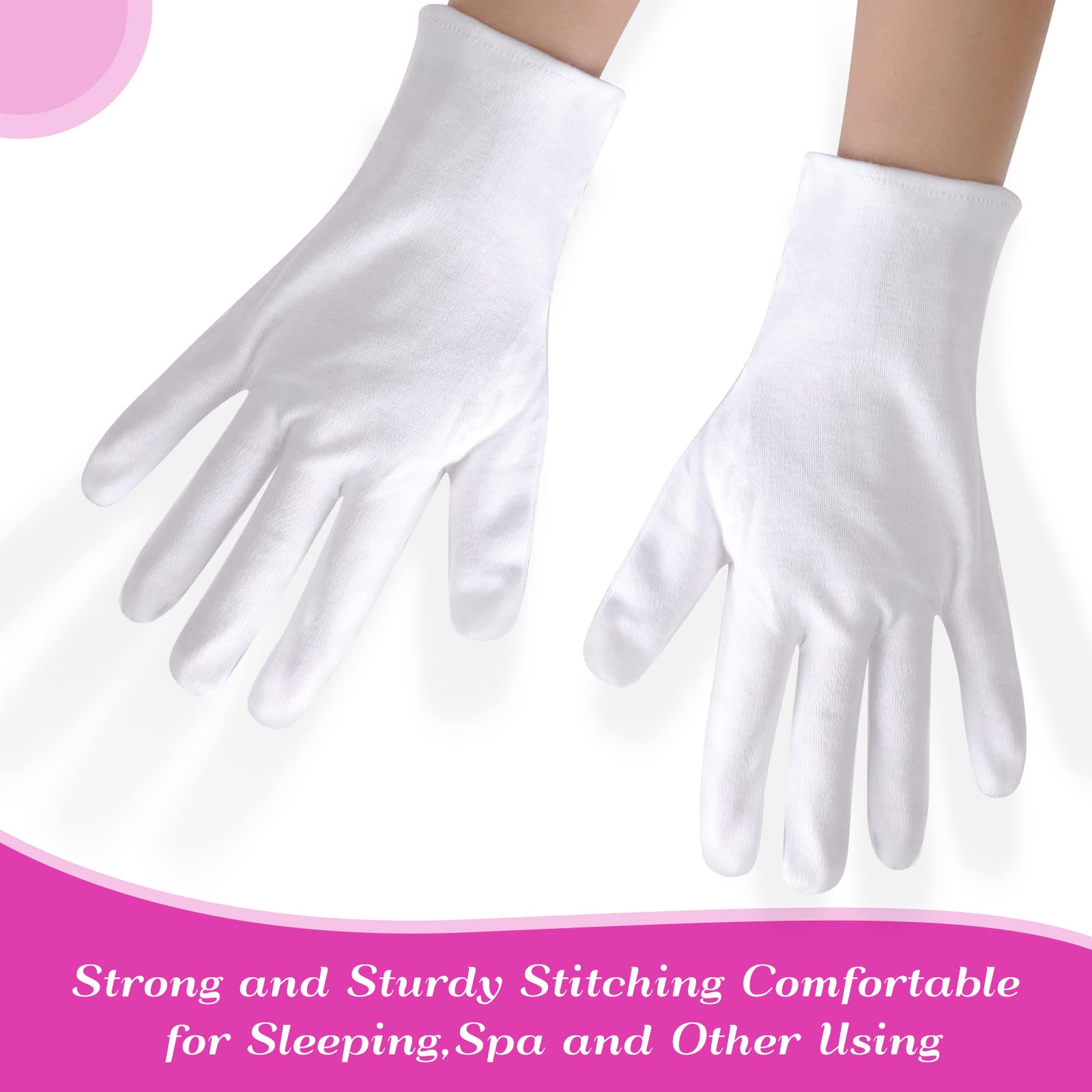 Paxcoo 12 Pairs XL White Cotton Gloves for Dry Hand Moisturizing Cosmetic Eczema Hand Spa and Jewelry Inspection