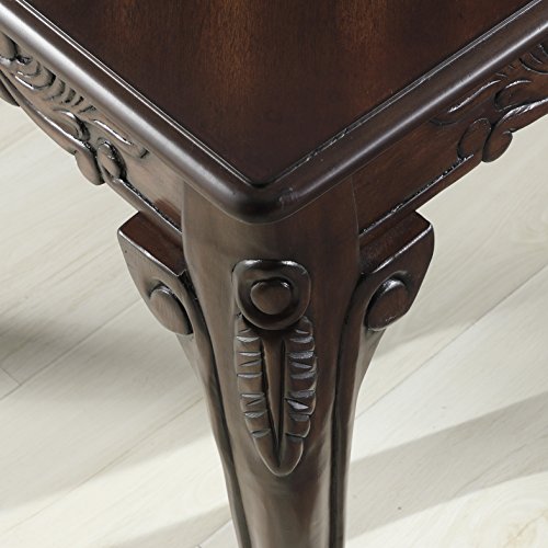 Roundhill Furniture Traditional Ornate Detailing Wood Coffee Table, Dark Cherry