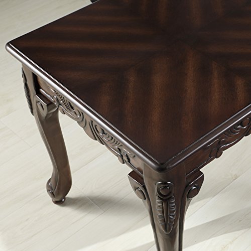 Roundhill Furniture Traditional Ornate Detailing Wood Coffee Table, Dark Cherry