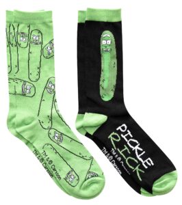 hyp rick and morty pickle rick men's casual crew socks 2 pair pack