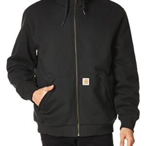 Carhartt Men's Rain Defender Rockland Sherpa Lined Hooded Sweatshirt, Black, X-Large