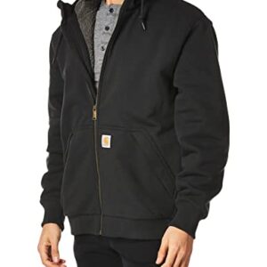 Carhartt Men's Rain Defender Rockland Sherpa Lined Hooded Sweatshirt, Black, X-Large