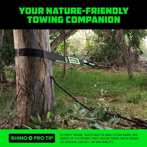 Rhino USA Tree Saver Tow Strap (8' x 3") - 31,518lb Break Strength - Heavy Duty Draw String Included - Triple Reinforced Loop Straps - Emergency Off Road Recovery Rope