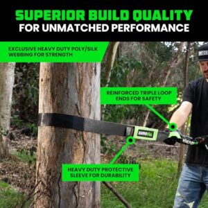 Rhino USA Tree Saver Tow Strap (8' x 3") - 31,518lb Break Strength - Heavy Duty Draw String Included - Triple Reinforced Loop Straps - Emergency Off Road Recovery Rope