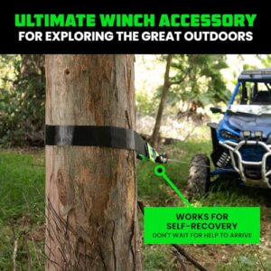 Rhino USA Tree Saver Tow Strap (8' x 3") - 31,518lb Break Strength - Heavy Duty Draw String Included - Triple Reinforced Loop Straps - Emergency Off Road Recovery Rope