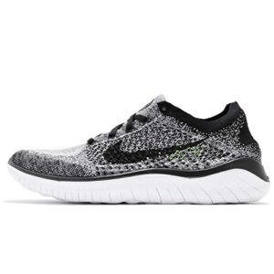 nike men's free rn flyknit shoes, white/grey/black, 9.5