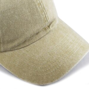 The Hat Depot 100% Cotton Pigment Dyed Low Profile Dad Hat Six Panel Cap (1. Khaki)