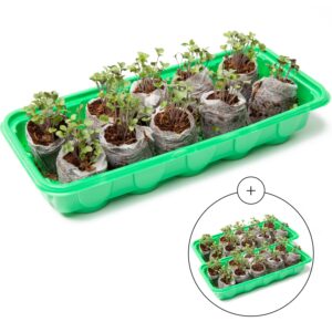 window garden mini greenhouse seed starter kit – reusable seedling trays - indoor germination tray with humidity dome and soil pods - windowsill seeds germinator - 30 cells starting trays, 3 pack