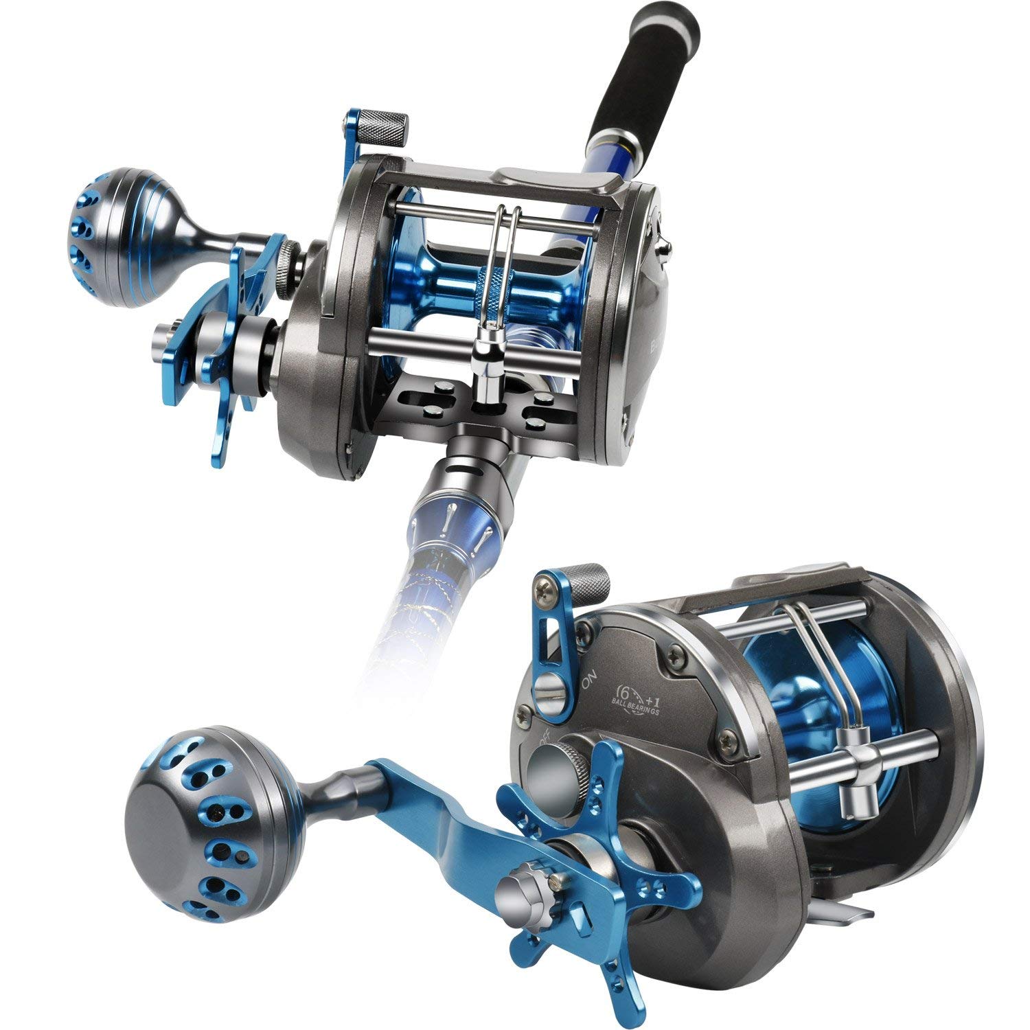 Burning Shark Trolling Reel Saltwater Level Wind Reels, Drag Reels Boat Fishing Ocean Fishing for Sea Bass Grouper Salmon-SHA40