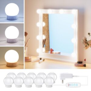 hollywood style led vanity mirror lights kit - vanity lights have 10 dimmable light bulbs for makeup dressing table and power supply plug in lighting fixture strip, white (no mirror included)