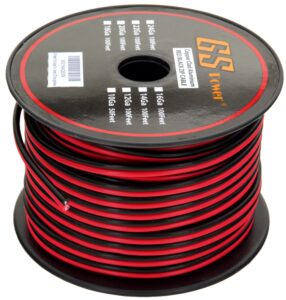 gs power 18 gauge 200’ red /200' black (400 feet total) bonded zip cord speaker cable for model train car audio radio amplifier remote 12v automotive trailer harness led light wiring