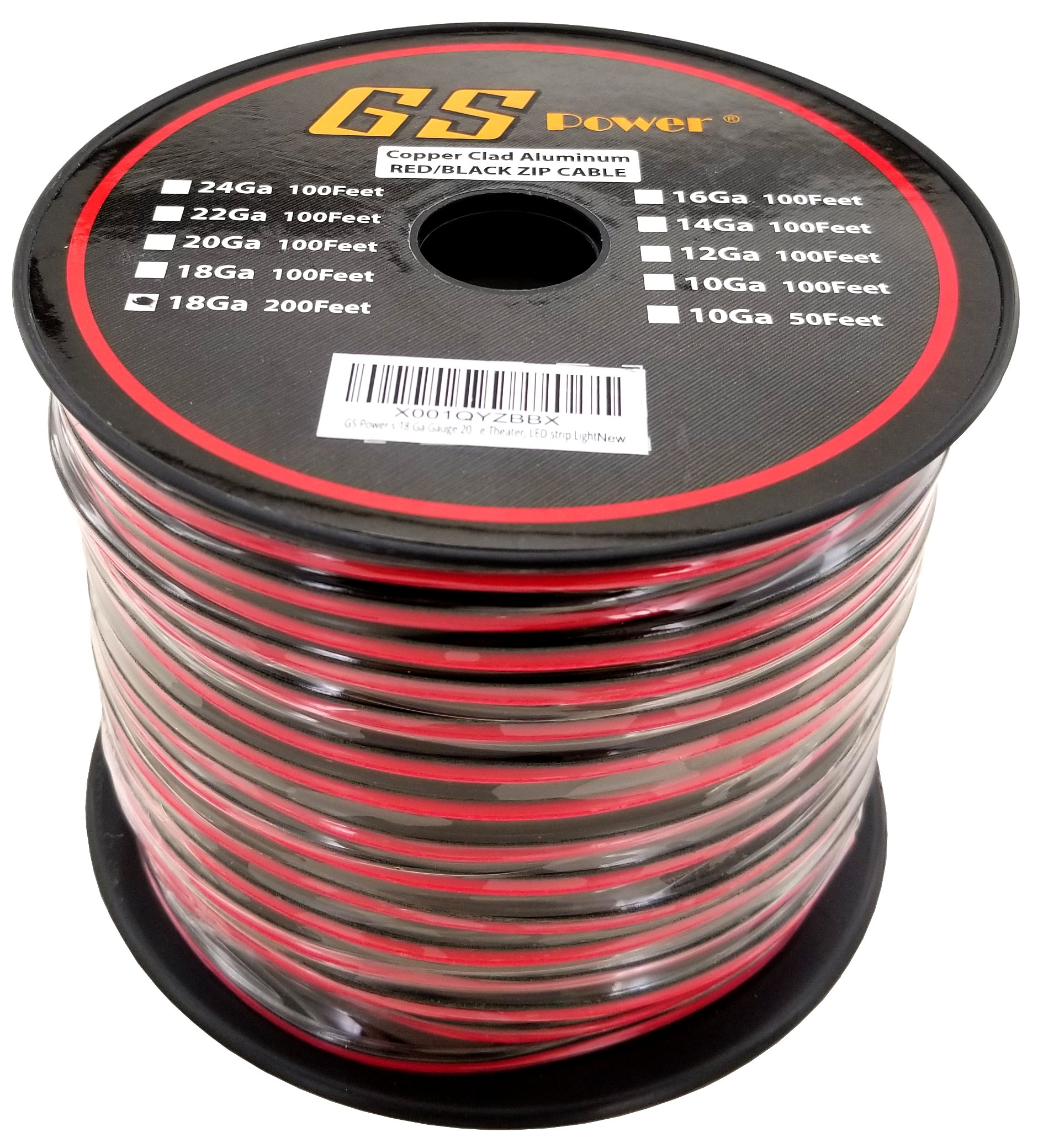 GS Power 18 Gauge 200’ Red /200' Black (400 feet Total) Bonded Zip Cord Speaker Cable for Model Train Car Audio Radio Amplifier Remote 12V Automotive Trailer Harness LED Light Wiring