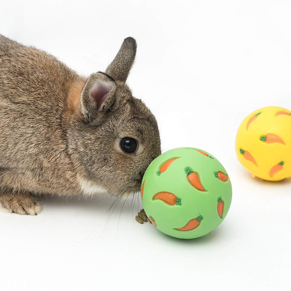 Niteangel Treat Ball, Snack Ball for Small Animals (Small, Yellow & Green)