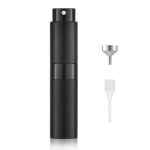 lisapack 8ml atomizer perfume spray bottle for travel, empty refillable cologne dispenser, portable sprayer (matte black)