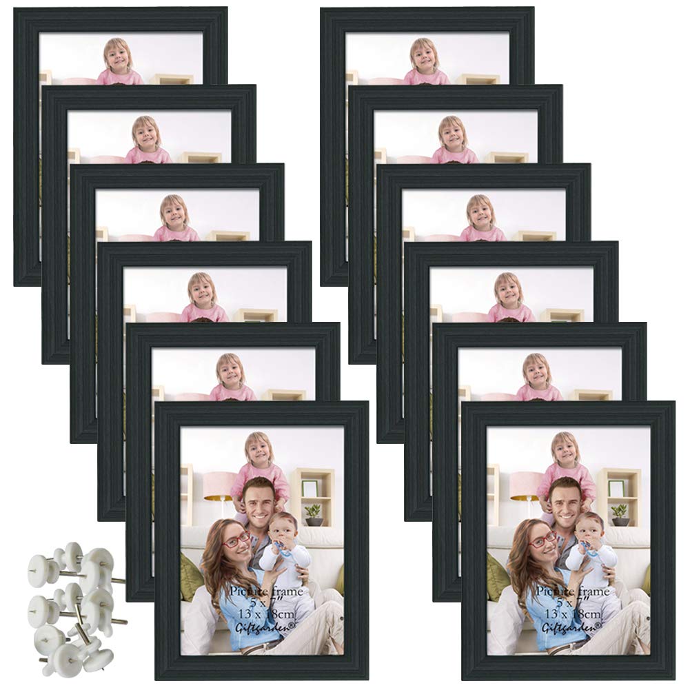 Giftgarden 5x7 Picture Frame Black 5 x 7 Photo Frames Bulk for Wall or Tabletop, 12 Pack