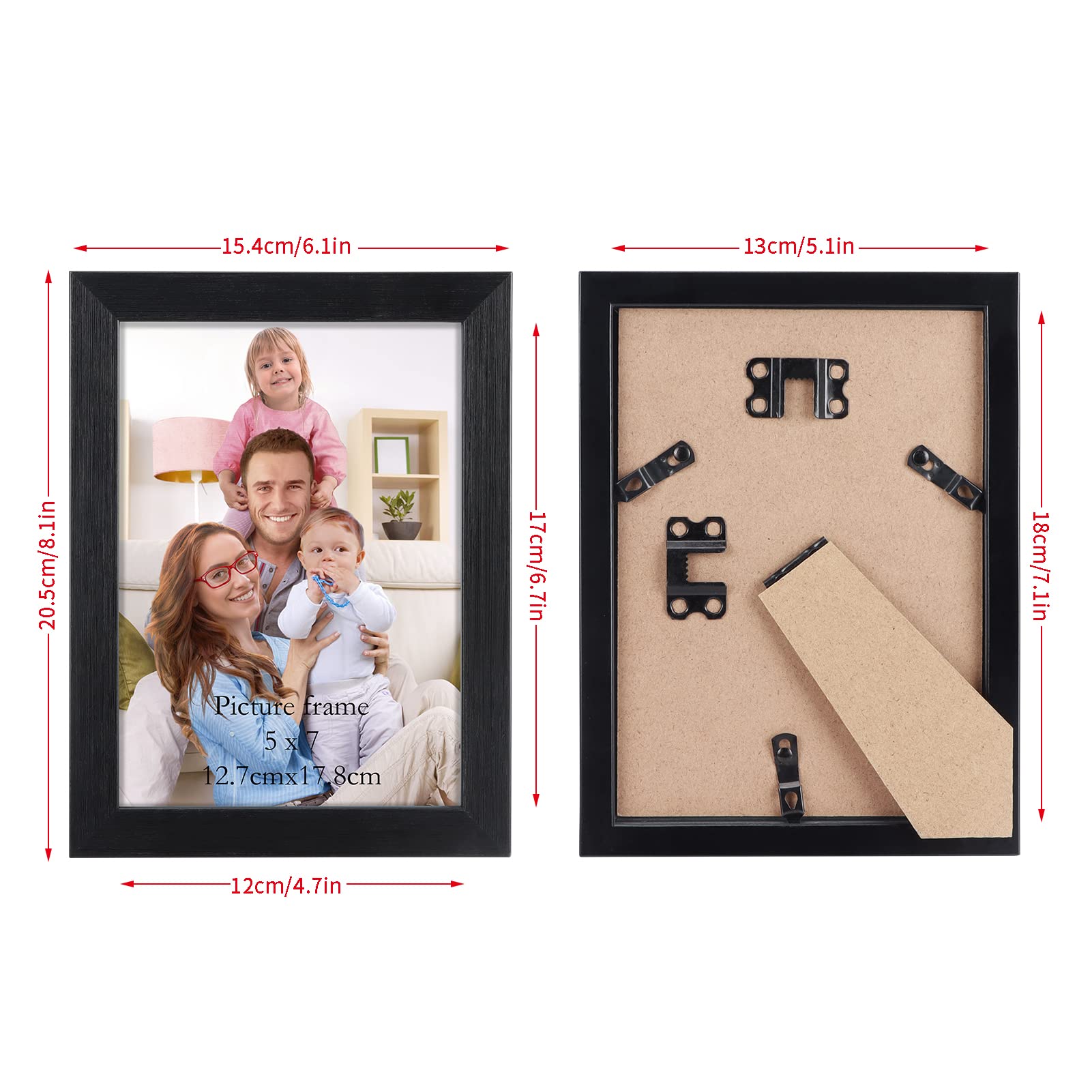 Giftgarden 5x7 Picture Frame Black 5 x 7 Photo Frames Bulk for Wall or Tabletop, 12 Pack