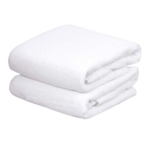 jml bath towels (2 pack, 30"x60"), white fleece bath towel, luxury hotel & spa towel sets - super soft and absorbent, lint free, fade resistant oversized bath towel, coral fleece white