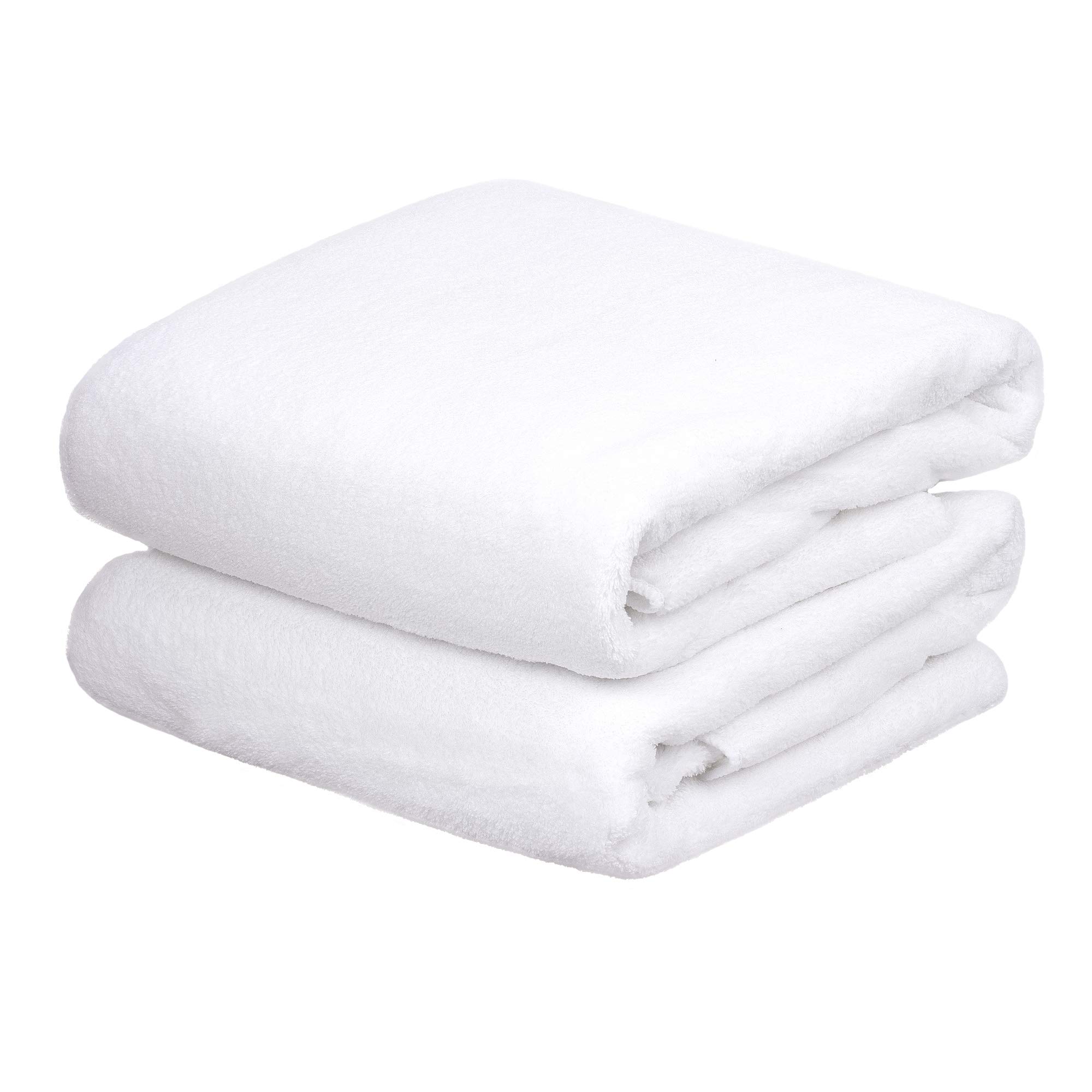 JML Bath Towels (2 Pack, 30"x60"), White Fleece Bath Towel, Luxury Hotel & SPA Towel Sets - Super Soft and Absorbent, Lint Free, Fade Resistant Oversized Bath Towel, Coral Fleece White