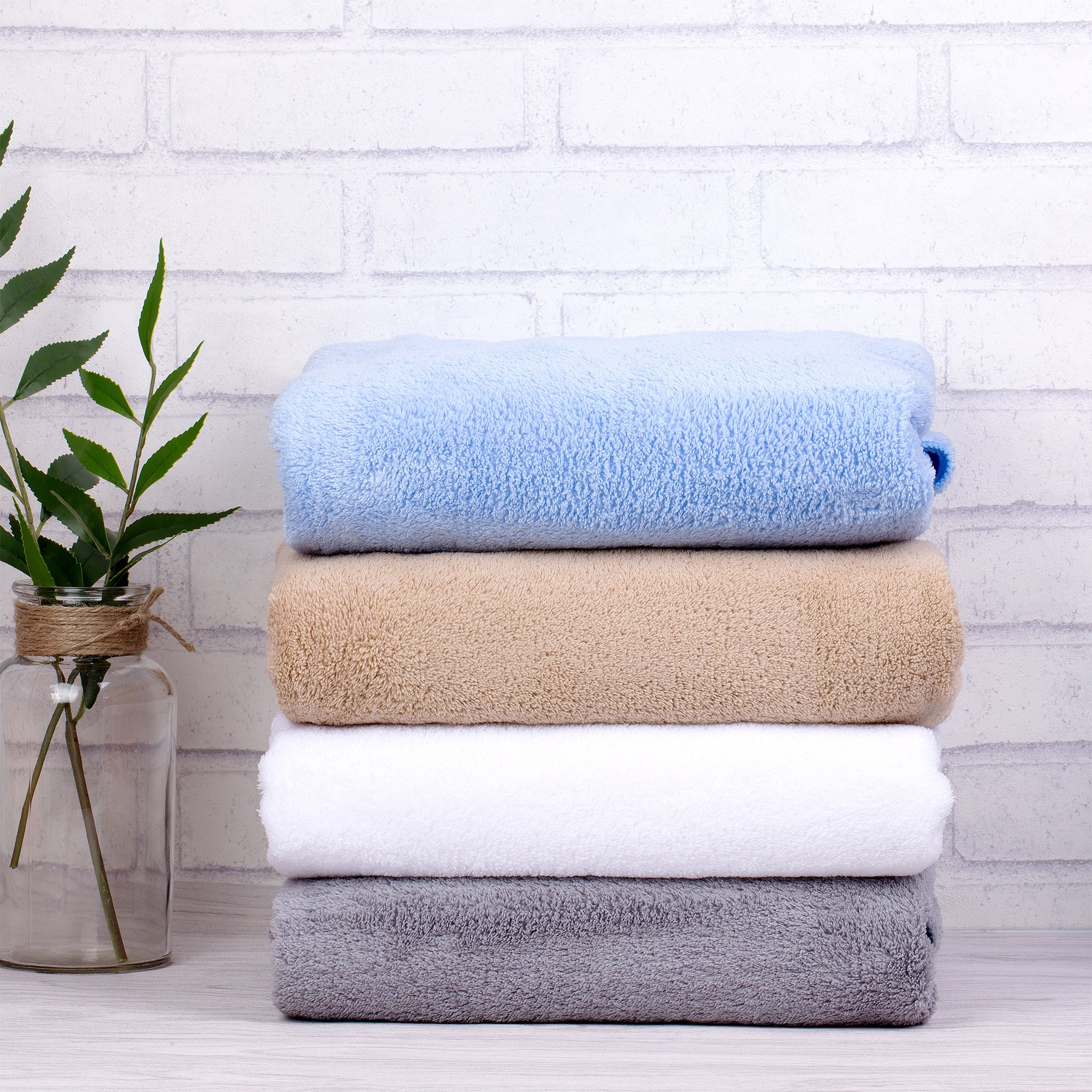 JML Bath Towels (2 Pack, 30"x60"), White Fleece Bath Towel, Luxury Hotel & SPA Towel Sets - Super Soft and Absorbent, Lint Free, Fade Resistant Oversized Bath Towel, Coral Fleece White