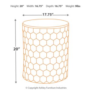 Signature Design by Ashley Polly Geometric Honeycomb Indoor Outdoor Accent Stool or Table, White