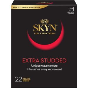 skyn extra studded – 22 count – lubricated latex-free condoms – unique texture intensifies every moment​