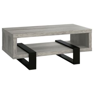 coaster home furnishings dinard coffee table with shelf grey driftwood