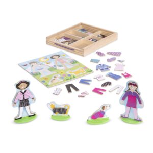 melissa & doug best friends magnetic dress-up wooden dolls pretend play set (78 pcs) - dolls dress-up play set