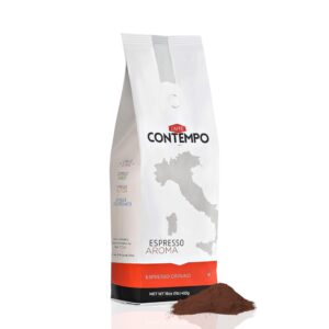 caffÉ contempo italian style ground espresso, aroma blend, 1 lb fine grind, dark roast, freshly roasted, perfect for moka pot coffee