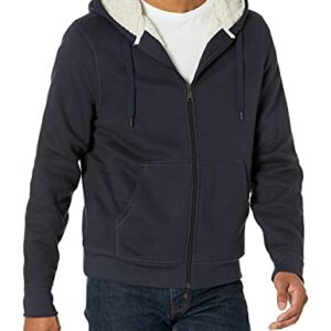 Amazon Essentials Men's Sherpa-Lined Full-Zip Fleece Hoodie, Navy, XX-Large