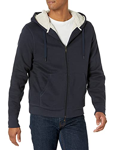 Amazon Essentials Men's Sherpa-Lined Full-Zip Fleece Hoodie, Navy, XX-Large