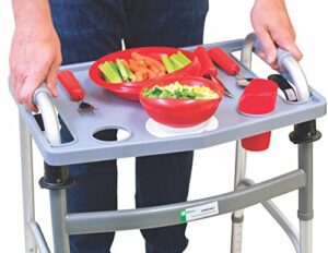 essential medical supply's molded walker tray with cup holder - perfect for mobility and transport, fits most walkers and provides convenient tray for almost any folding walker