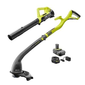 ryobi one+ 18-volt lithium-ion corless 10' string trimmer&blower kit