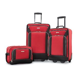 american tourister fieldbrook xlt softside upright luggage, red/black, 3-piece set (bb/21/25)