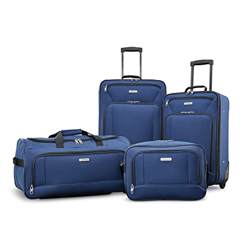 American Tourister Fieldbrook XLT Softside Upright Luggage, Navy, 4-Piece Set (BB/DF/21/25)