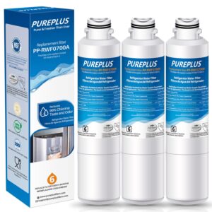 pureplus da29-00020b refrigerator water filter replacement for samsung rf28hmedbsr, rf263beaesr, hdx fms-2, haf-cin/exp, rf4287hars, rf28hfedbsr, da29-00020a, rf261beaesr, da97-08006a, 469101, 3pack