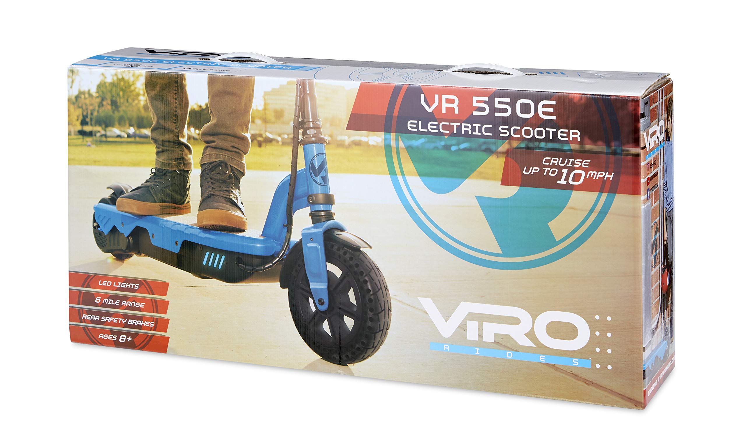 VIRO Rides VR 550E Rechargeable Electric Scooter With Lights - Ride On UL 2272 Certified, Multicolor