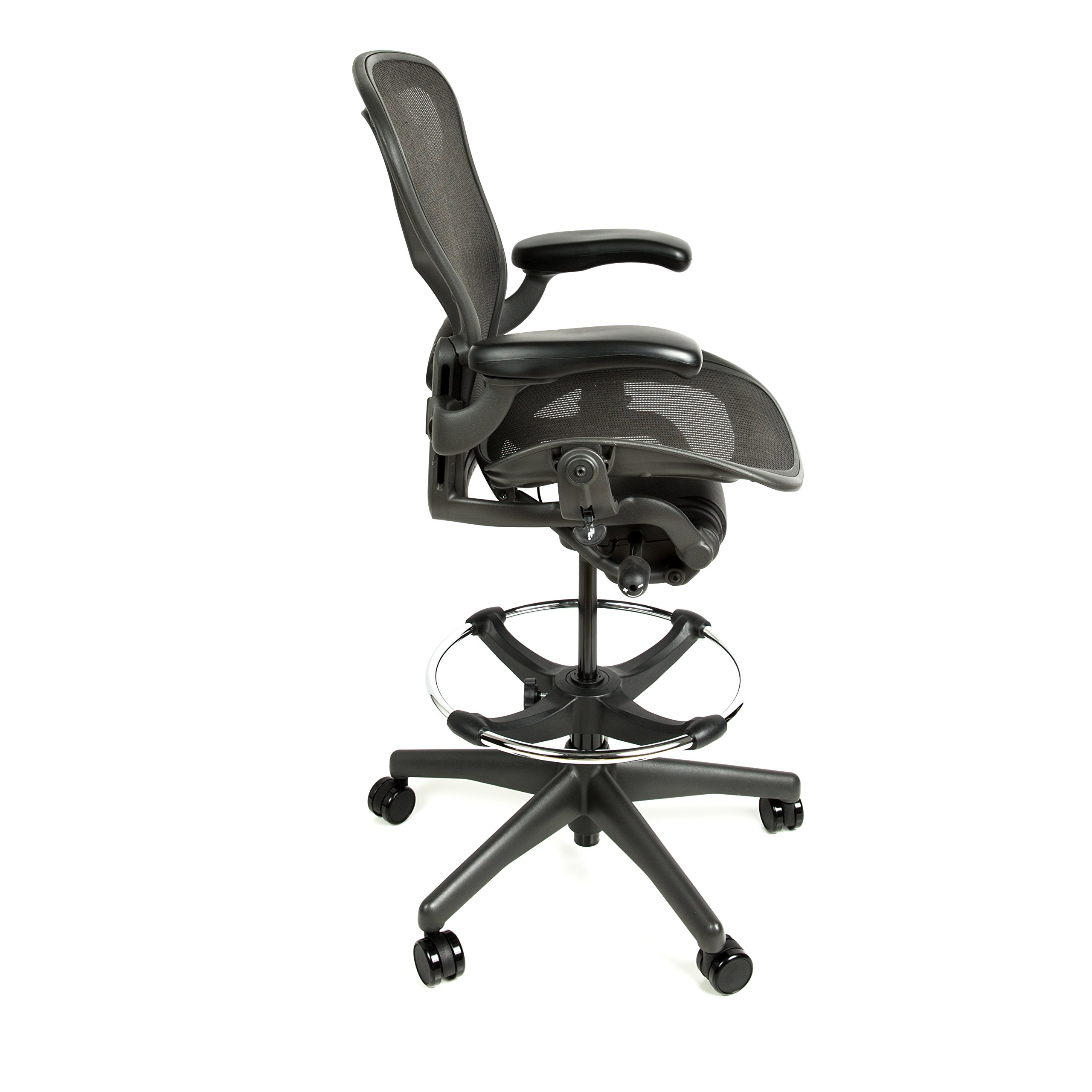 Herman Miller Aeron Drafting Stool Size C with After Market Drafting Ring