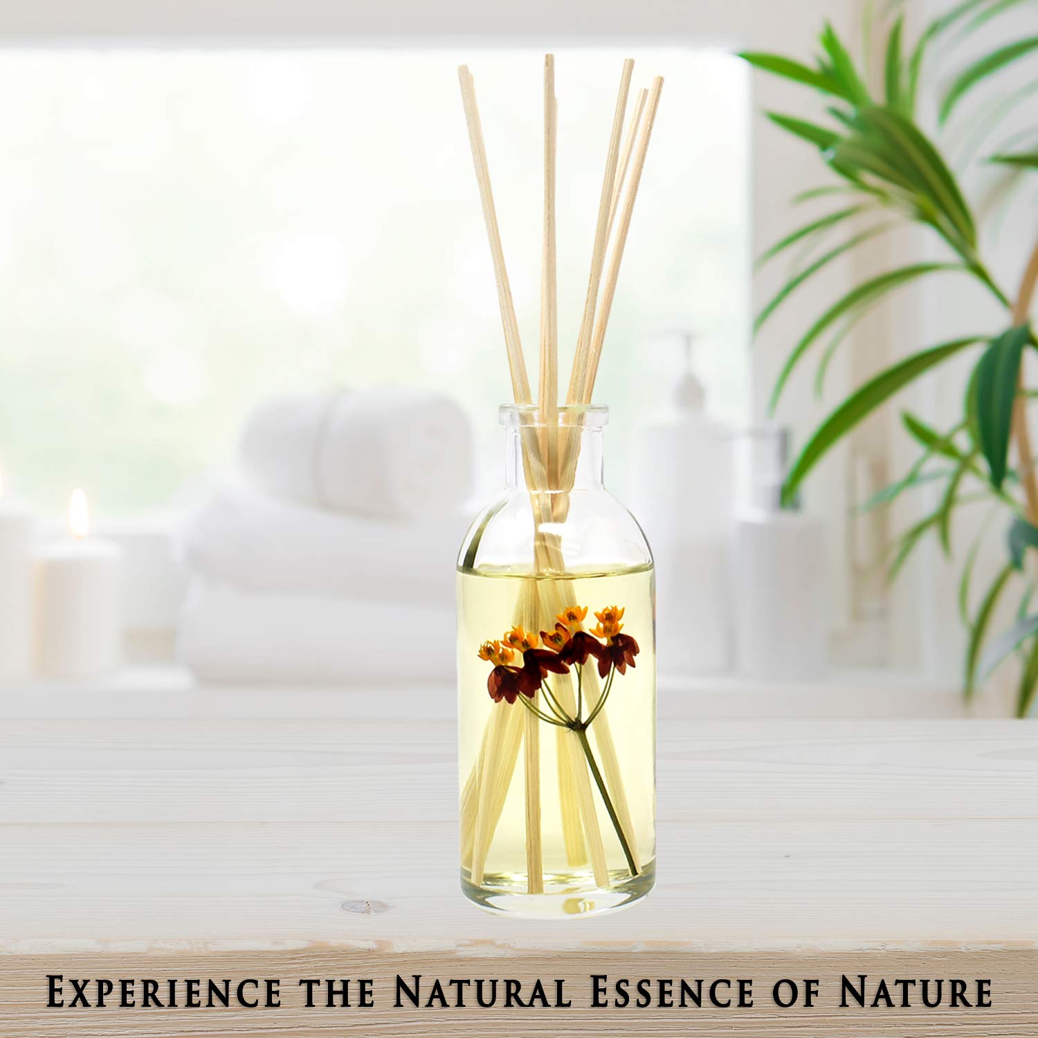 Urban Naturals Flower Shop Reed Diffuser Gift Set | Violets, Daisies, Hyacinth & Rose Fragrance Notes | Real Flower inside The Bottle! Made in The USA | Great Gift for Mom