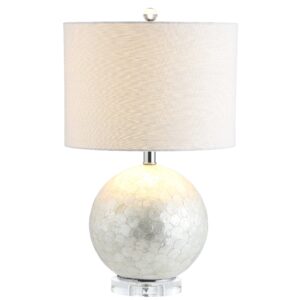 jonathan y jyl1055a zuri 23.5" capiz seashell sphere led table lamp coastal contemporary bedside desk nightstand lamp for bedroom living room office college bookcase led bulb included, pearl/white