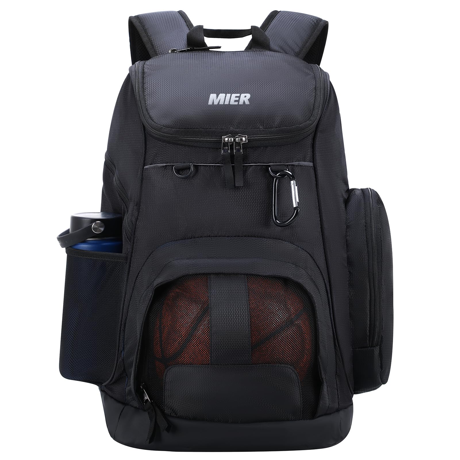 MIER Large Sports Backpack with Pocket for Swim, Outdoor, Gym, Basketball, 40L, Black