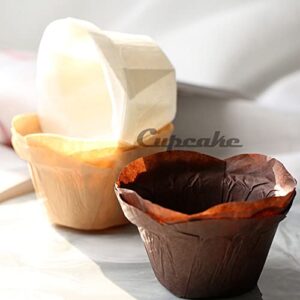 SK Cupcake Liners Baking Muffin Paper Baking Cups for Weddings, Birthdays, Baby Showers (Natural 50pcs)