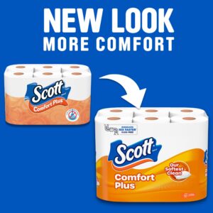 Scott ComfortPlus Toilet Paper, 12 Double Rolls, 231 Sheets per Roll, Septic-Safe, 1-Ply Toilet Tissue, 12 Count (Pack of 1)