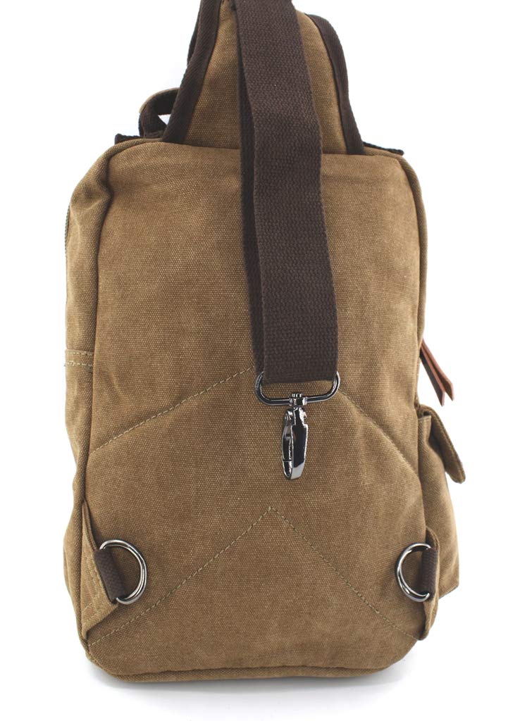 JIAO MIAO Canvas Shoulder Backpack Travel Rucksack Sling Bag Cross Body Messenger Bag,180308-Coffee