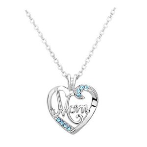 shiqiao spl mother's birthday gift - i love mom heart pendant necklace fashion jewelry mother's day gift blue