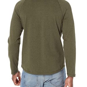 Amazon Essentials Men's Slim-Fit Long-Sleeve Henley Shirt, Olive Heather, Large