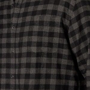 Amazon Essentials Men's Long-Sleeve Flannel Shirt (Available in Big & Tall), Charcoal Buffalo Plaid, Large