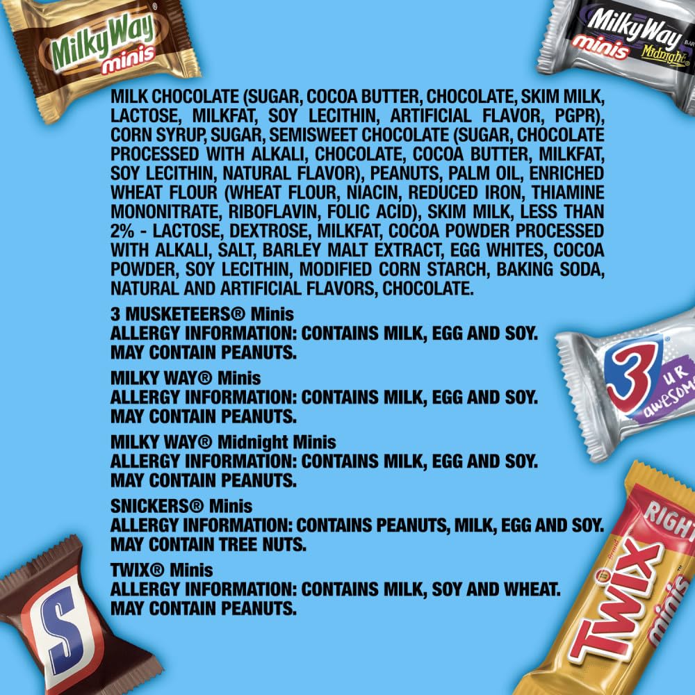 SNICKERS, TWIX, MILKY WAY & 3 MUSKETEERS Variety Pack Fun Size Milk & Dark Chocolate Candy Bars Assortment, 30 Pieces