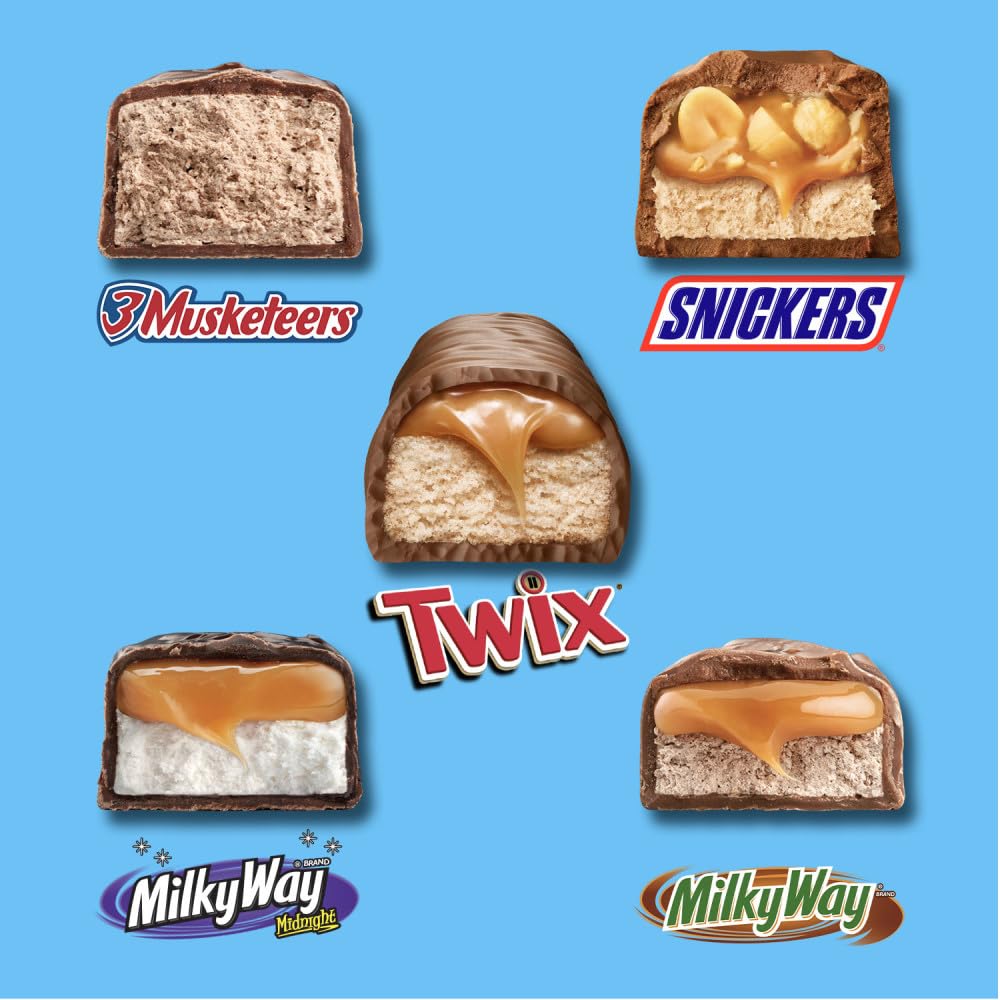 SNICKERS, TWIX, MILKY WAY & 3 MUSKETEERS Variety Pack Fun Size Milk & Dark Chocolate Candy Bars Assortment, 30 Pieces